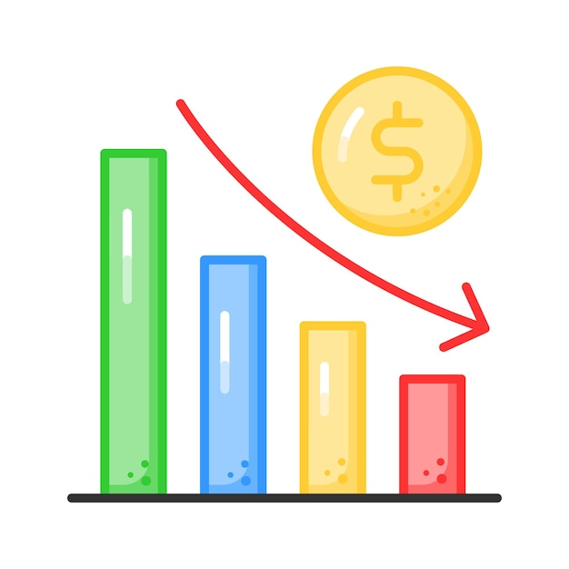 Premium Vector | Down chart financial loss decrease chart vector design