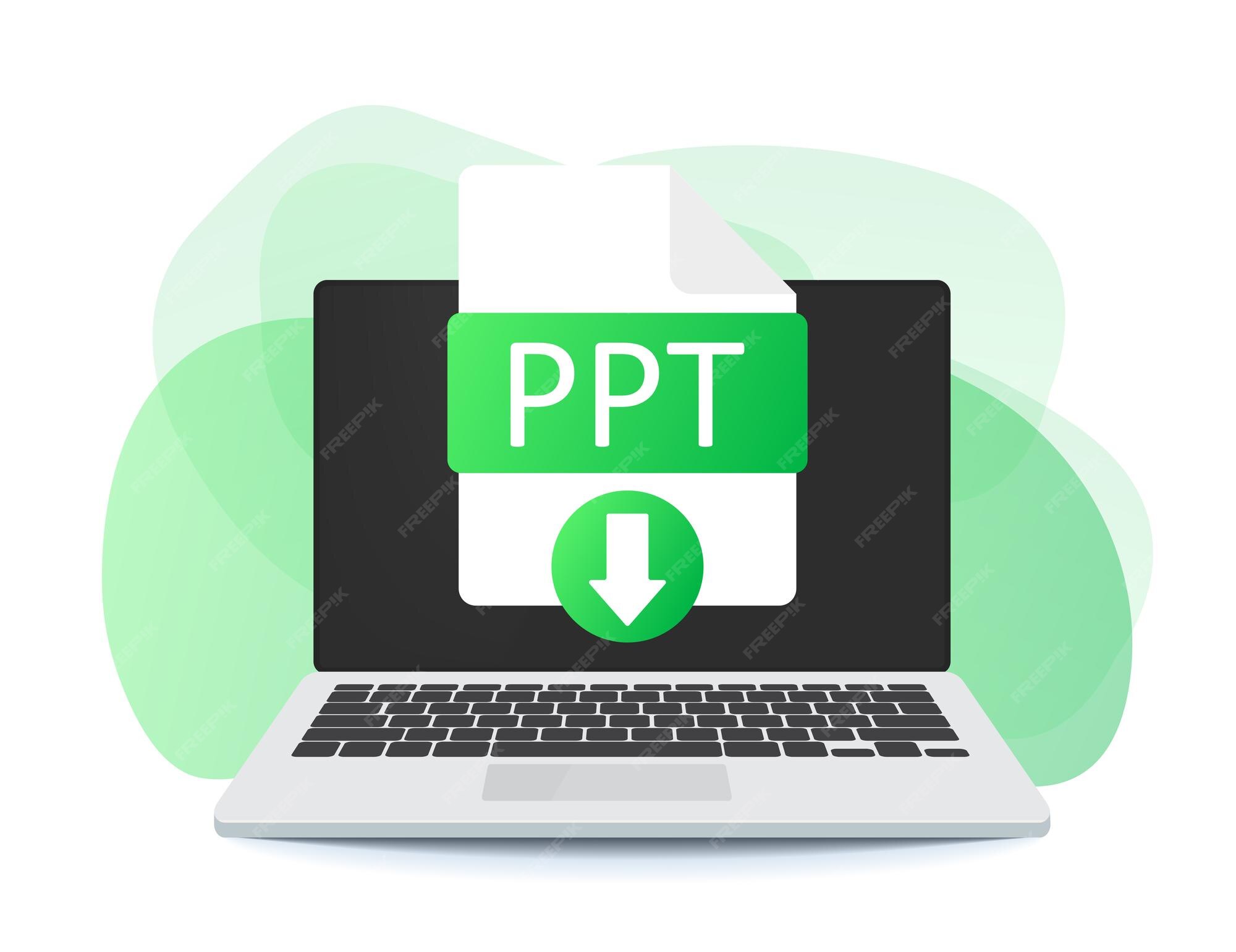 노트북 화면에 Ppt 버튼을 다운로드합니다. 문서 개념을 다운로드합니다. Ptt 레이블 및 아래쪽 화살표 기호. | 프리미엄 벡터 노트북 화면에 Ppt 버튼을 다운로드합니다. 문서 개념을 다운로드합니다. Ptt 레이블 및 아래쪽 화살표 기호. | 프리미엄 벡터