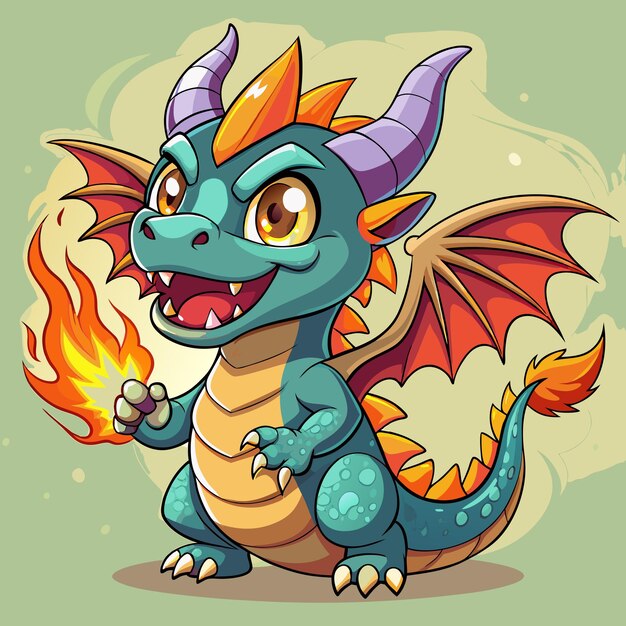 Premium Vector | Dragon Breathing Fire Cartoon Vector Illustration Premium Vector | Dragon Breathing Fire Cartoon Vector Illustration