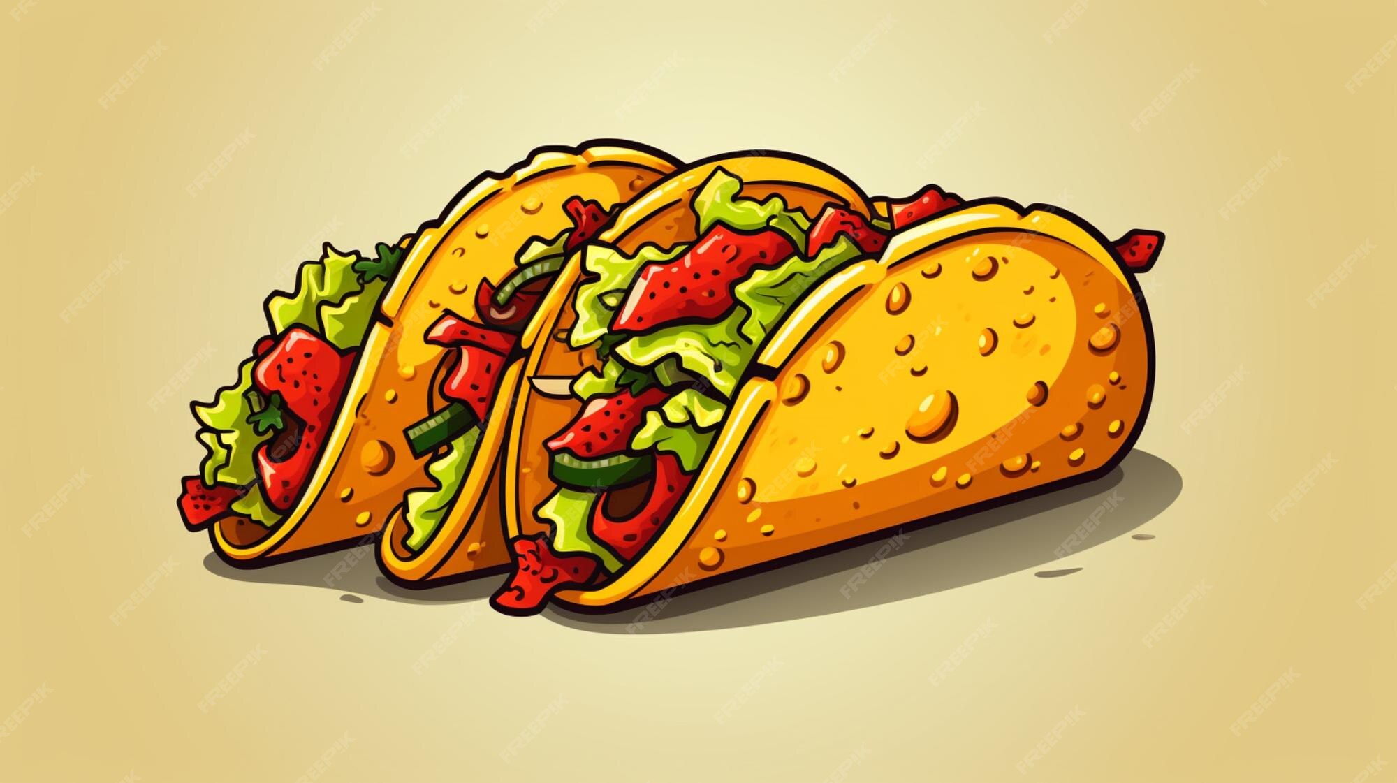 Premium Vector A Drawing Of A Cartoon Character With A Cartoon Drawing Of A Taco