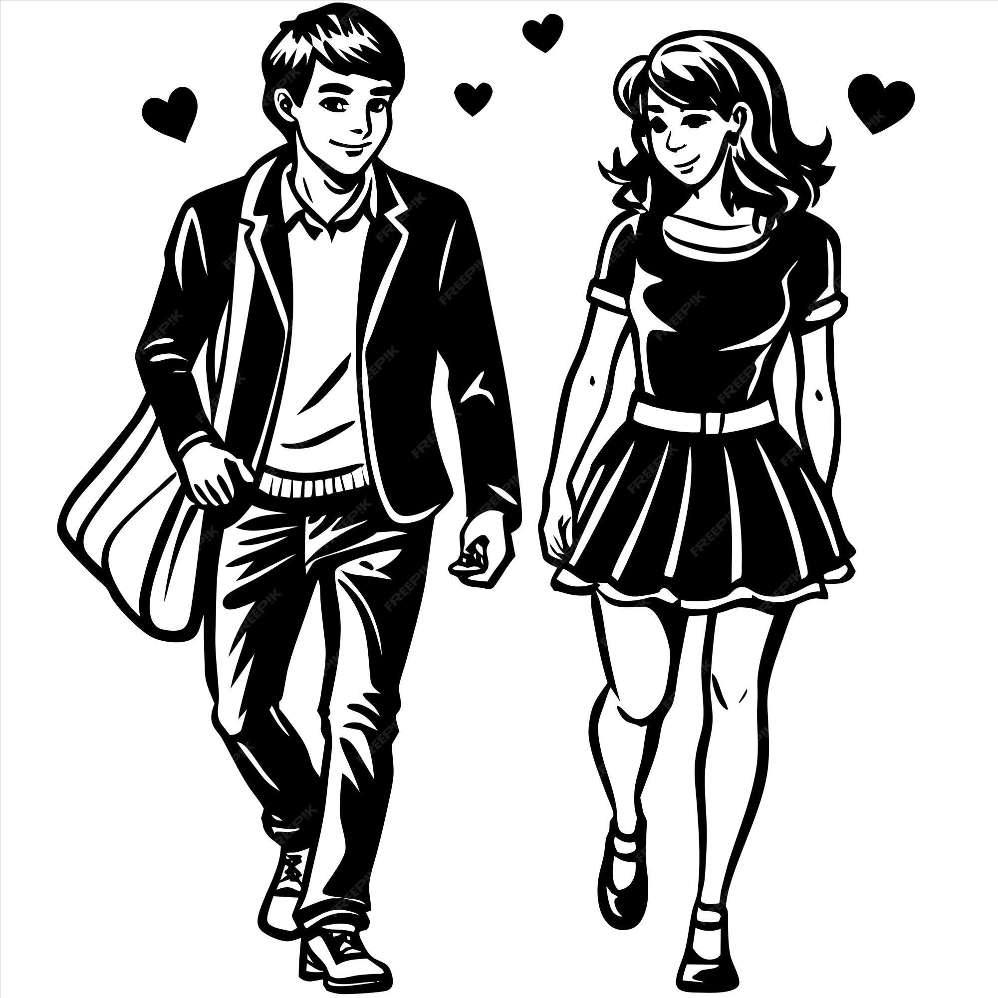 Premium Vector A Drawing Of A Couple Holding Hands And A Girl With