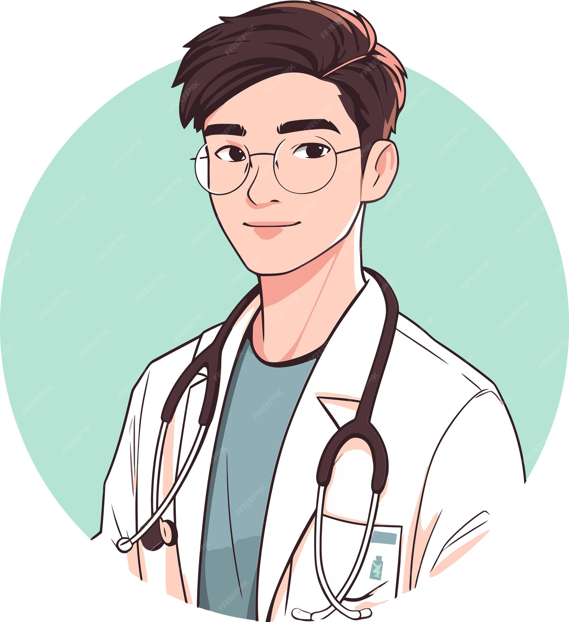 Premium Vector A Drawing Of A Doctor With Glasses And A Stethoscope