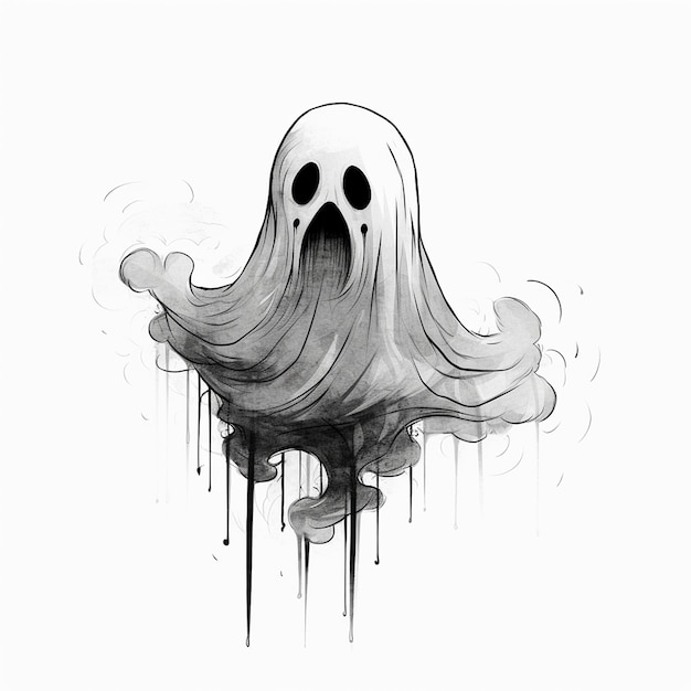 Premium Vector A Drawing Of A Ghost With A Face Drawn On It