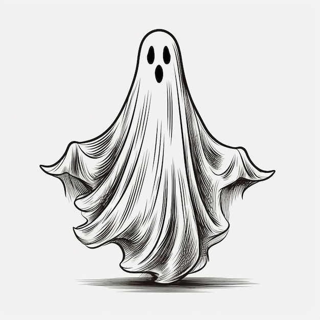 Premium Vector A Drawing Of A Ghost With A Ghost Face On It