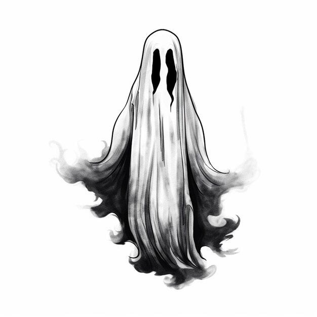 Premium Vector A Drawing Of A Ghost With A Ghost On It