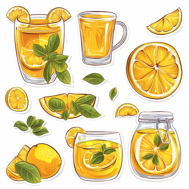 Premium Vector | A drawing of lemonade and lemons with a glass jar of ... Premium Vector | A drawing of lemonade and lemons with a glass jar of ...