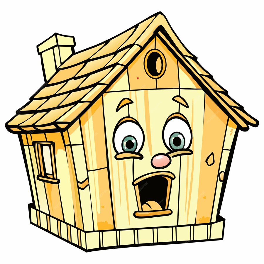 A drawing of a wooden house with a cartoon face on it | Premium AI ... A drawing of a wooden house with a cartoon face on it | Premium AI ...