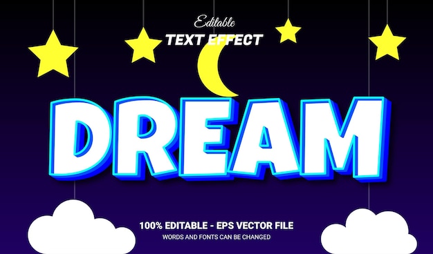 Premium Vector | Dream editable 3d cartoon text effect Premium Vector | Dream editable 3d cartoon text effect