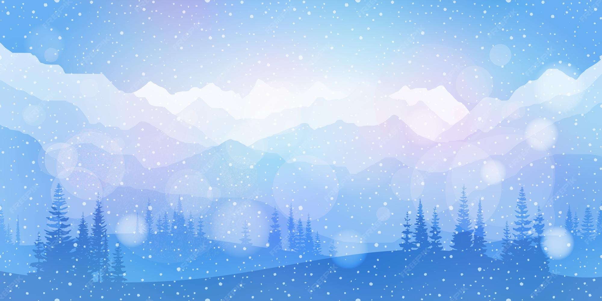 Premium Vector | Dreamy winter landscape snowcapped mountains blizzard ... Premium Vector | Dreamy winter landscape snowcapped mountains blizzard ...