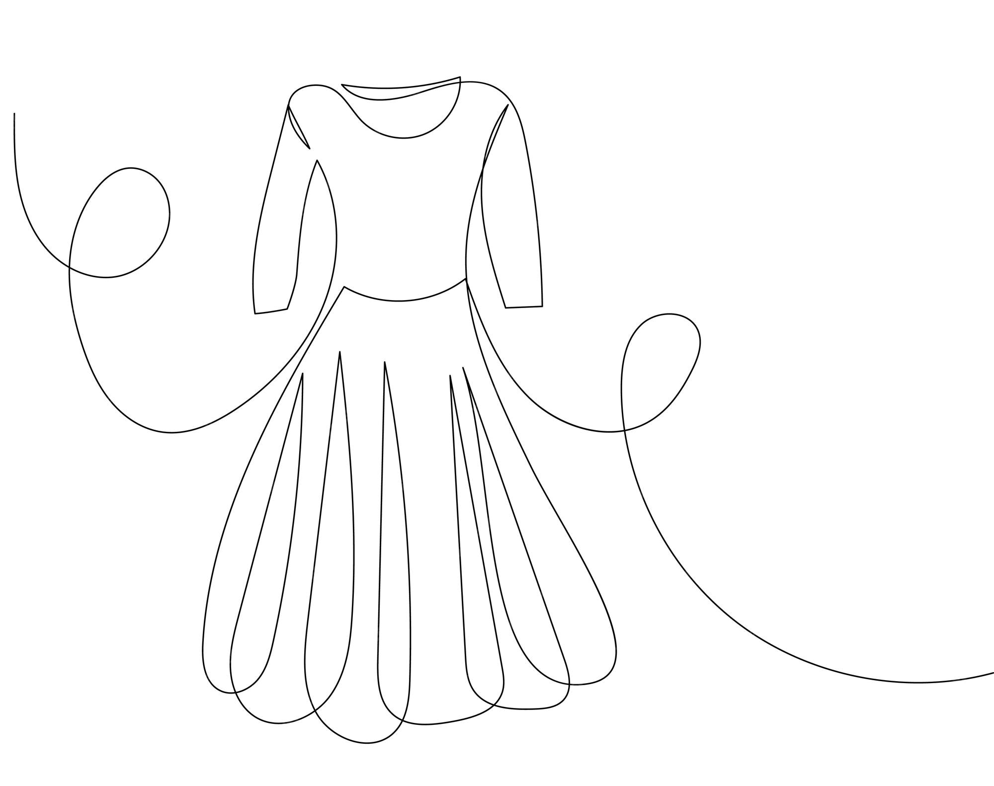 Premium Vector | Dress sketch one continuous line drawing vector Premium Vector | Dress sketch one continuous line drawing vector