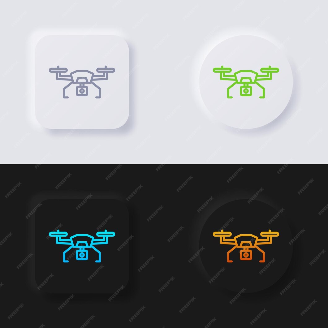 Drone 아이콘은 웹 디자인 응용 프로그램 Ui 및 더 많은 버튼 벡터를 위한 다중 색상 뉴모피즘 버튼 소프트 Ui 디자인을