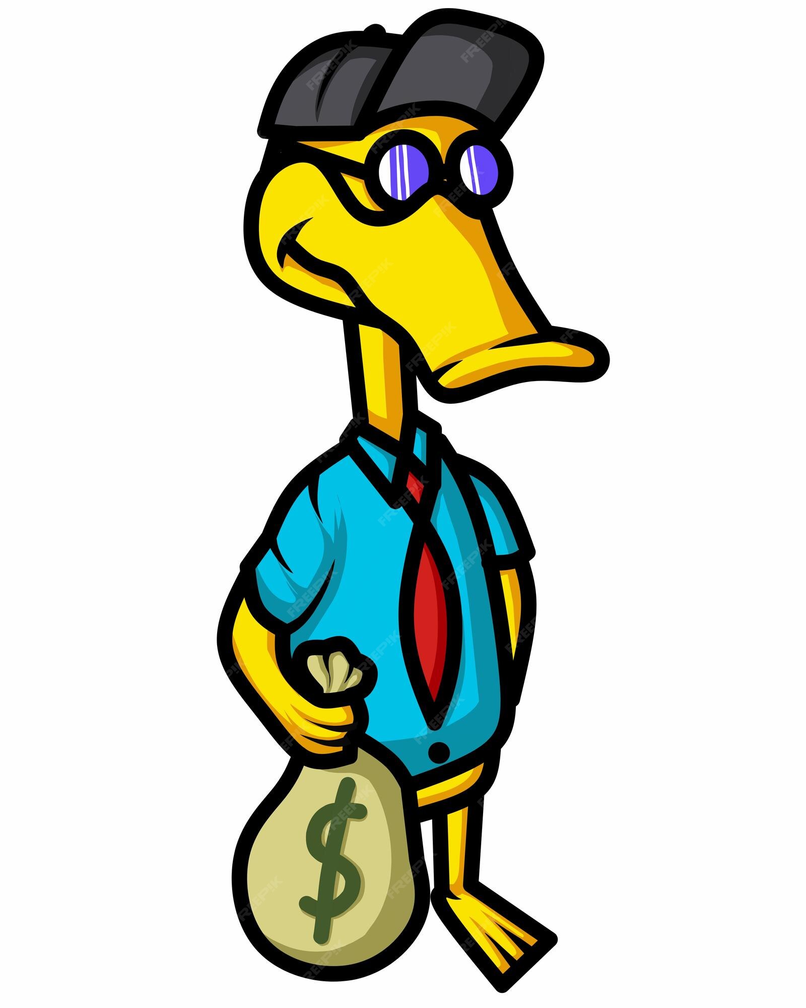 Premium Vector | Duck cartoon illustration become a billionaire Premium Vector | Duck cartoon illustration become a billionaire