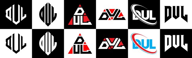 Premium Vector Dul Letter Logo Design In Six Style Dul Polygon Circle Triangle Hexagon Flat