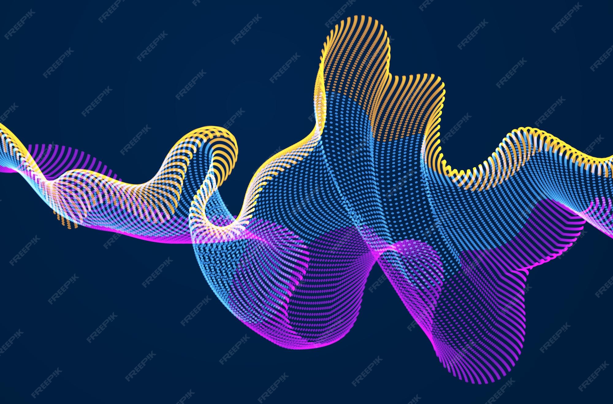 Premium Vector | Dynamic particles sound wave flowing over dark. dotted curves vector abstract ...