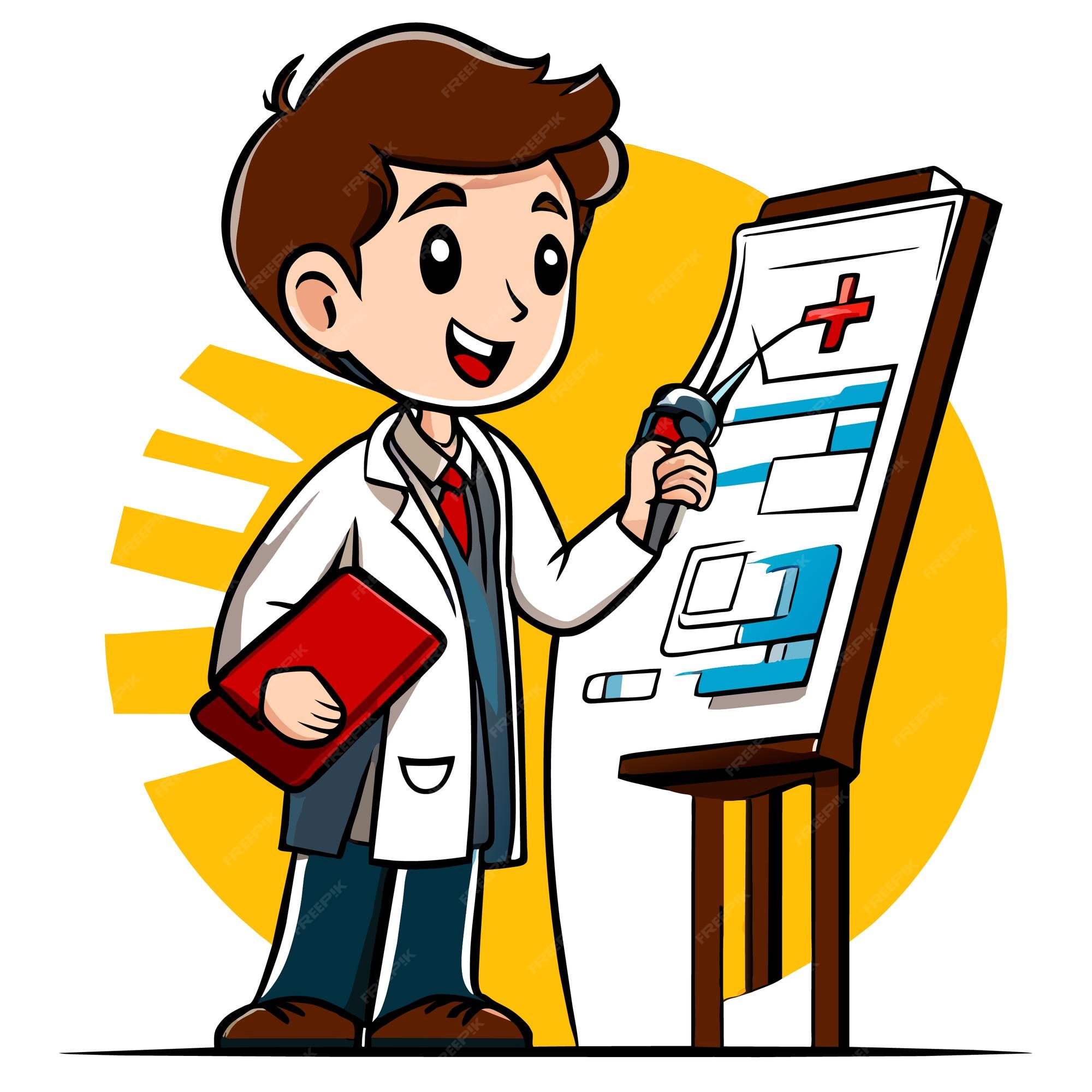 Premium Vector Dynamic Pose Of Mini Physician Cute Animated Doctor Clipart