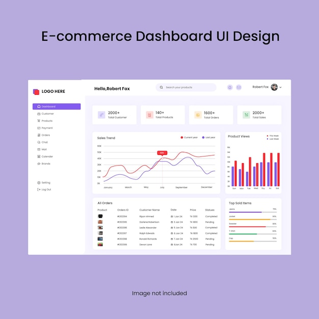 Premium Vector | E commerce Dashboard UI Design Premium Vector | E commerce Dashboard UI Design