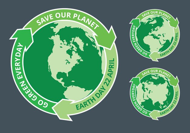 Premium Vector | Earth day green badge Premium Vector | Earth day green badge