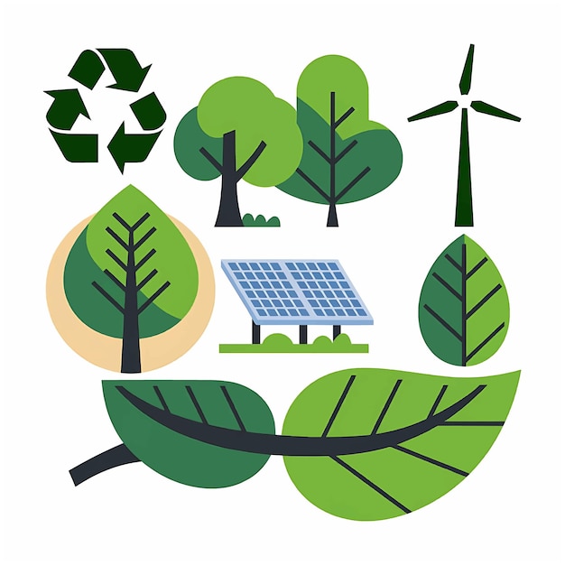 Ecology Renewable Environment Recycle Icons Collection Vector