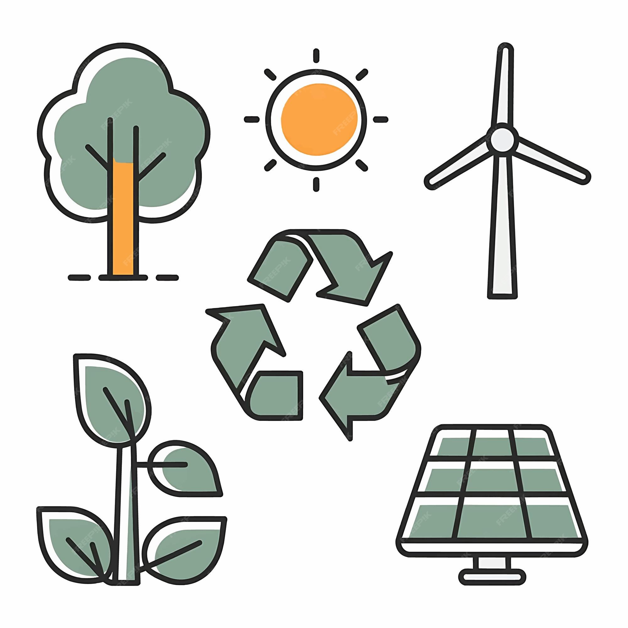 Ecology Renewable Environment Recycle Icons Collection Vector