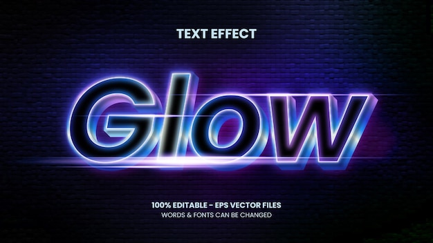 Premium Vector Editable Glow Text Effect Template