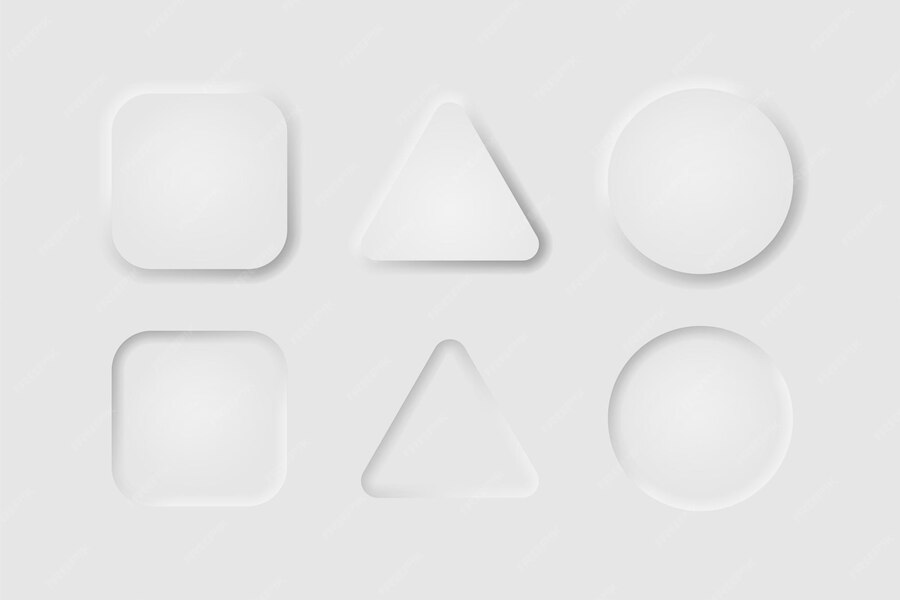 Premium Vector | Editable neumorphism button set in shape of square triangle and circle for web ...