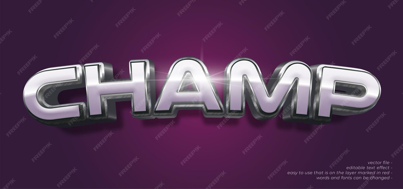 Premium Vector | Editable text champ 3d style text effect Premium Vector | Editable text champ 3d style text effect