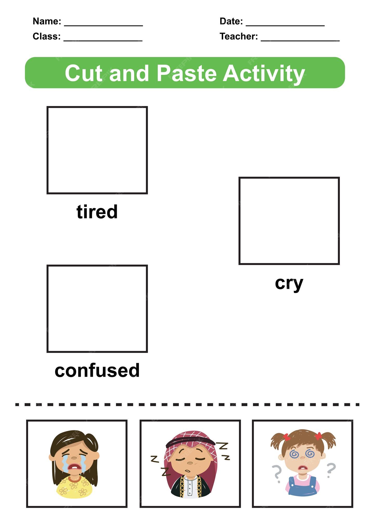 Premium Vector | Educational game for kids cut and paste the emotion ... Premium Vector | Educational game for kids cut and paste the emotion ...