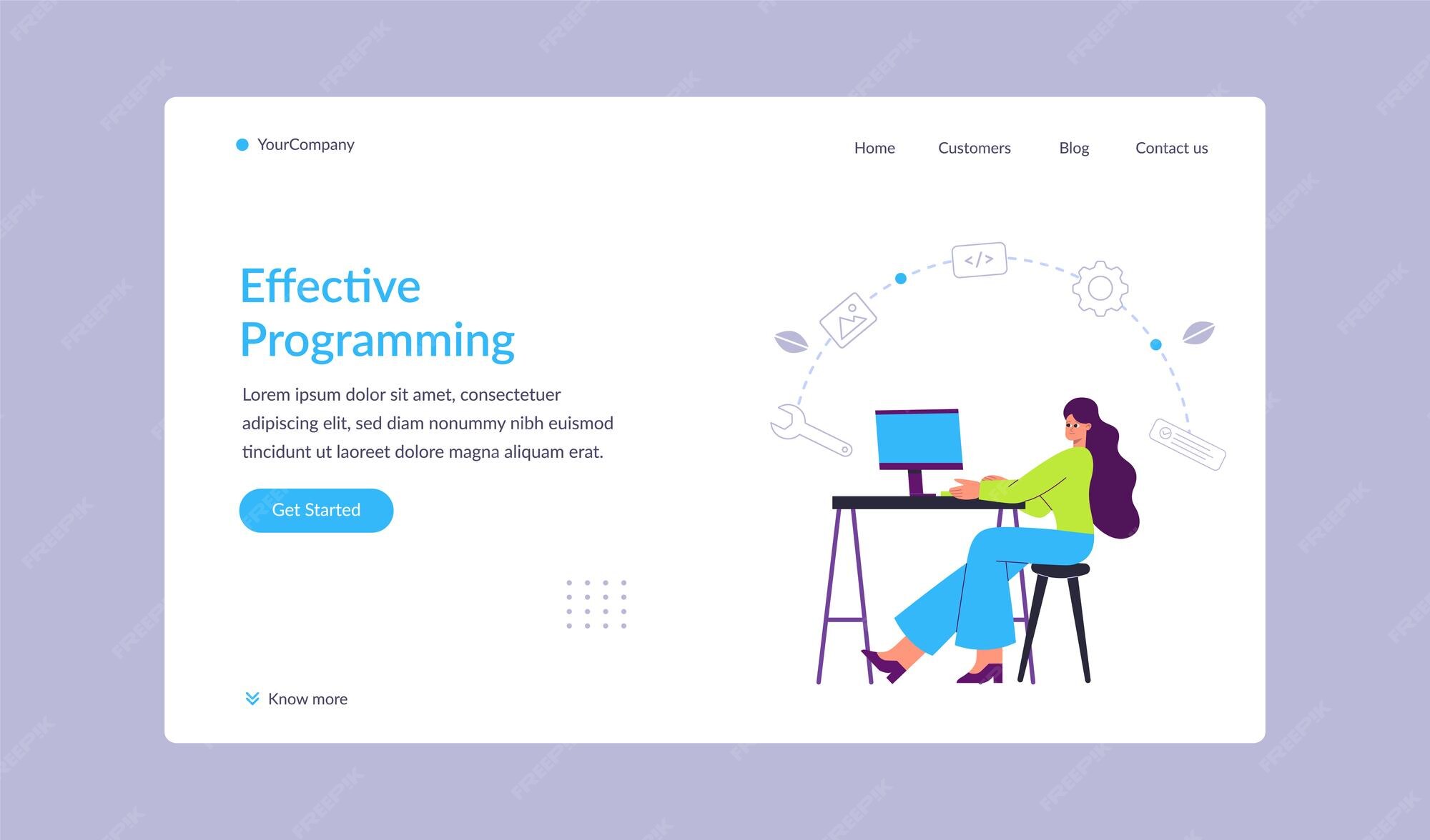 Premium Vector | Effective programming landing page Woman software ...