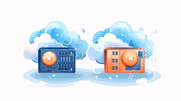 Efficient Cloud Storage Synchronization Devices Vector Illustration