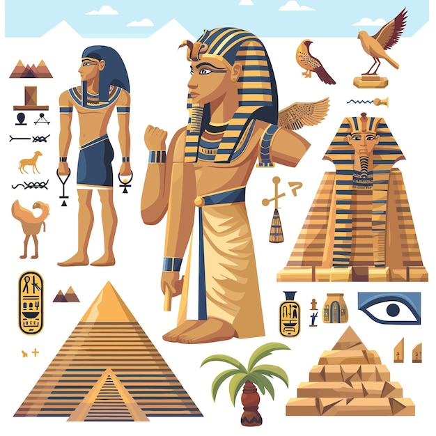 Premium Vector | Egyptian_culture_pyramids_and_pharaoh_Vector Premium Vector | Egyptian_culture_pyramids_and_pharaoh_Vector