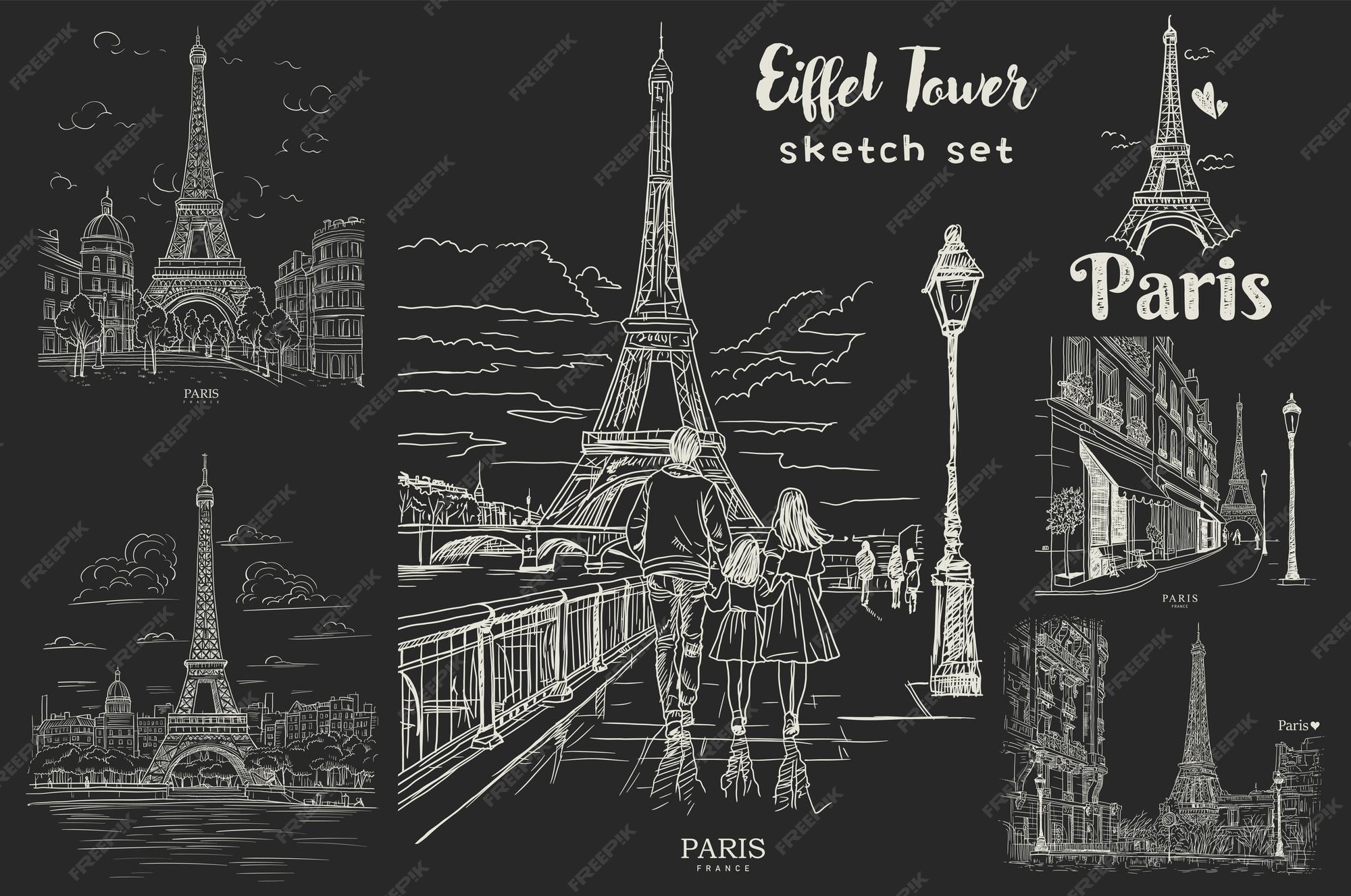 Premium Vector | Eiffel tower paris paris france hand drawn vector sketches Premium Vector | Eiffel tower paris paris france hand drawn vector sketches