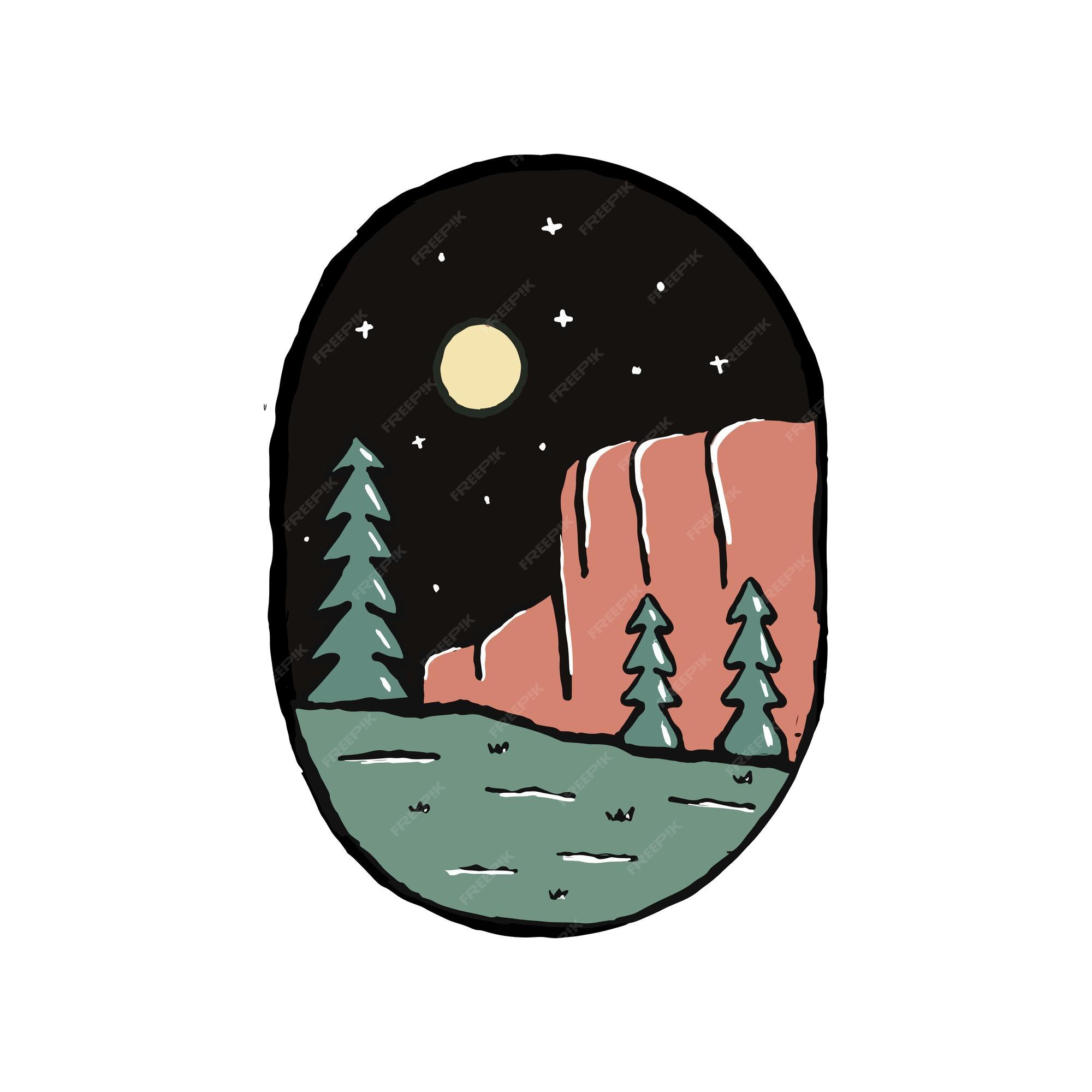 Premium Vector El Capitan Yosemite National Park In The Night For