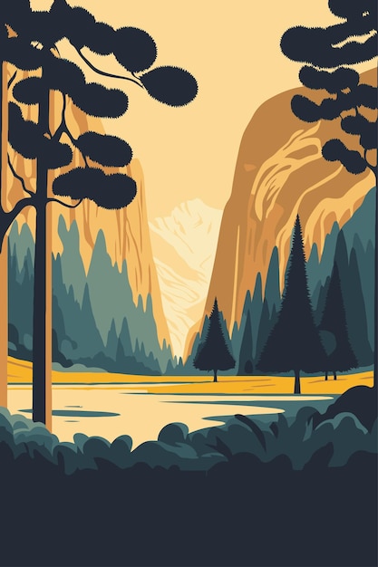 Premium Vector El Capitan Yosemite National Park Sierra Nevada Of