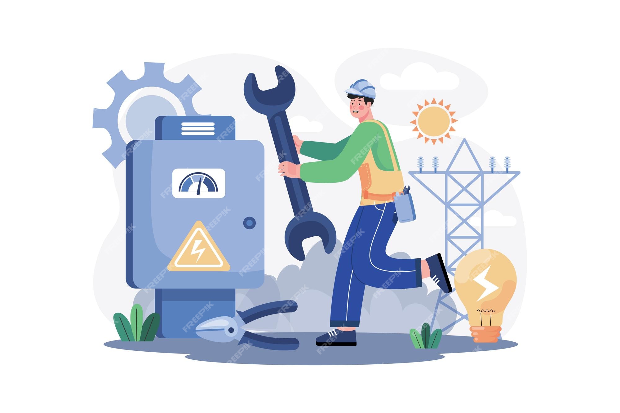 Premium Vector | Electrical engineer illustration concept Premium Vector | Electrical engineer illustration concept