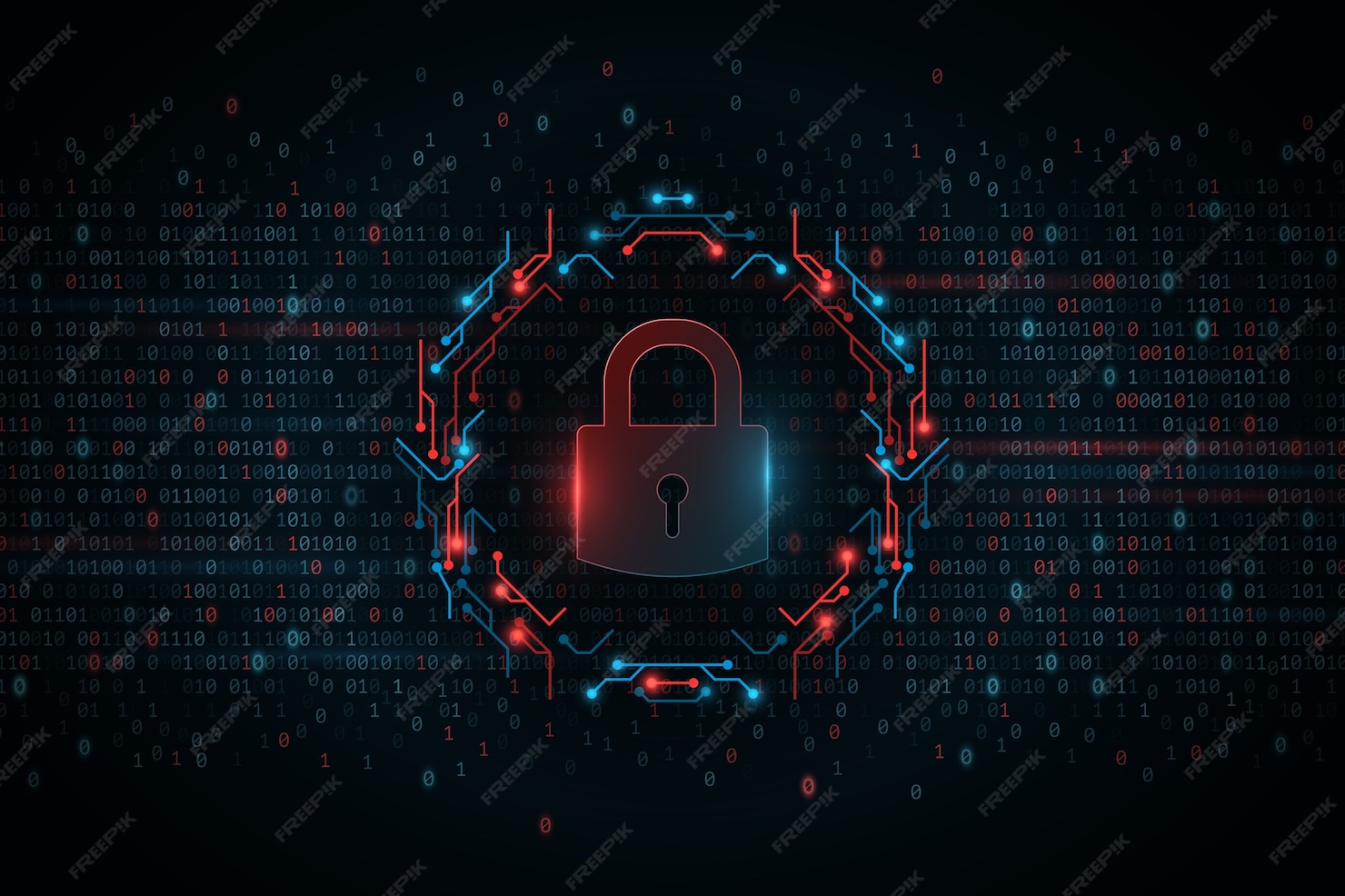 Premium Vector | Electronic Circuit Board Lock. Abstract binary programming code background ...