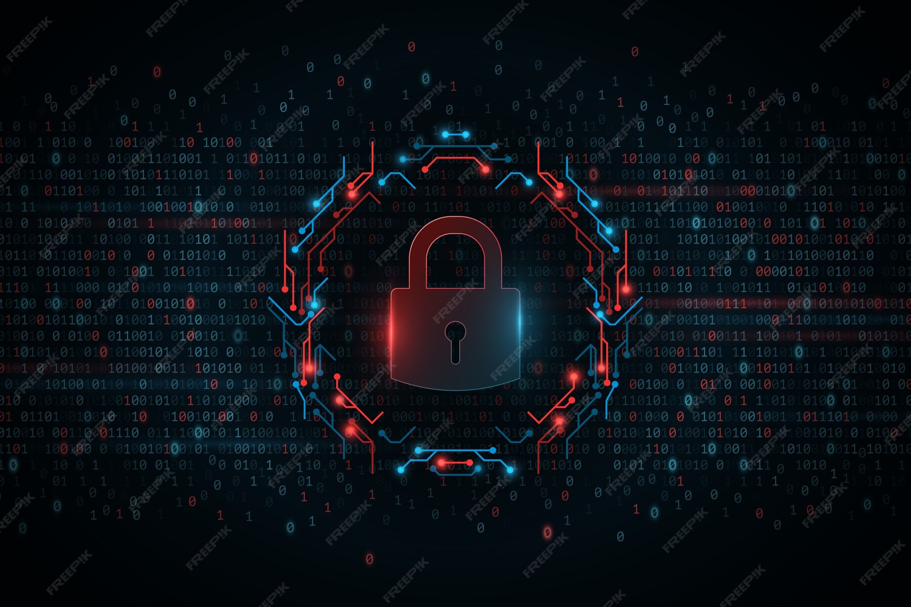 Premium Vector | Electronic Circuit Board Lock. Abstract binary programming code background ...