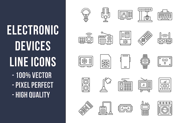 Premium Vector | Electronic Devices Line Icons Premium Vector | Electronic Devices Line Icons