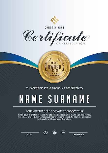 Premium Vector | Elegant certificate template with gold details Premium Vector | Elegant certificate template with gold details