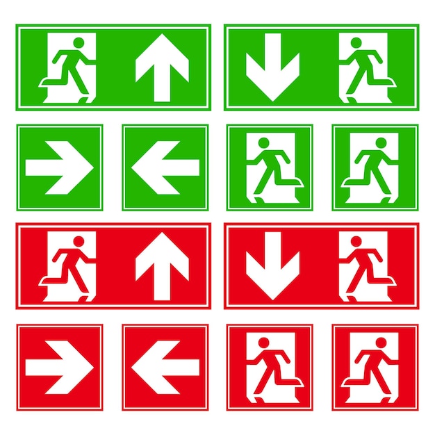 Premium Vector | Emergency exit sign escape point evacuation set bundle ... Premium Vector | Emergency exit sign escape point evacuation set bundle ...