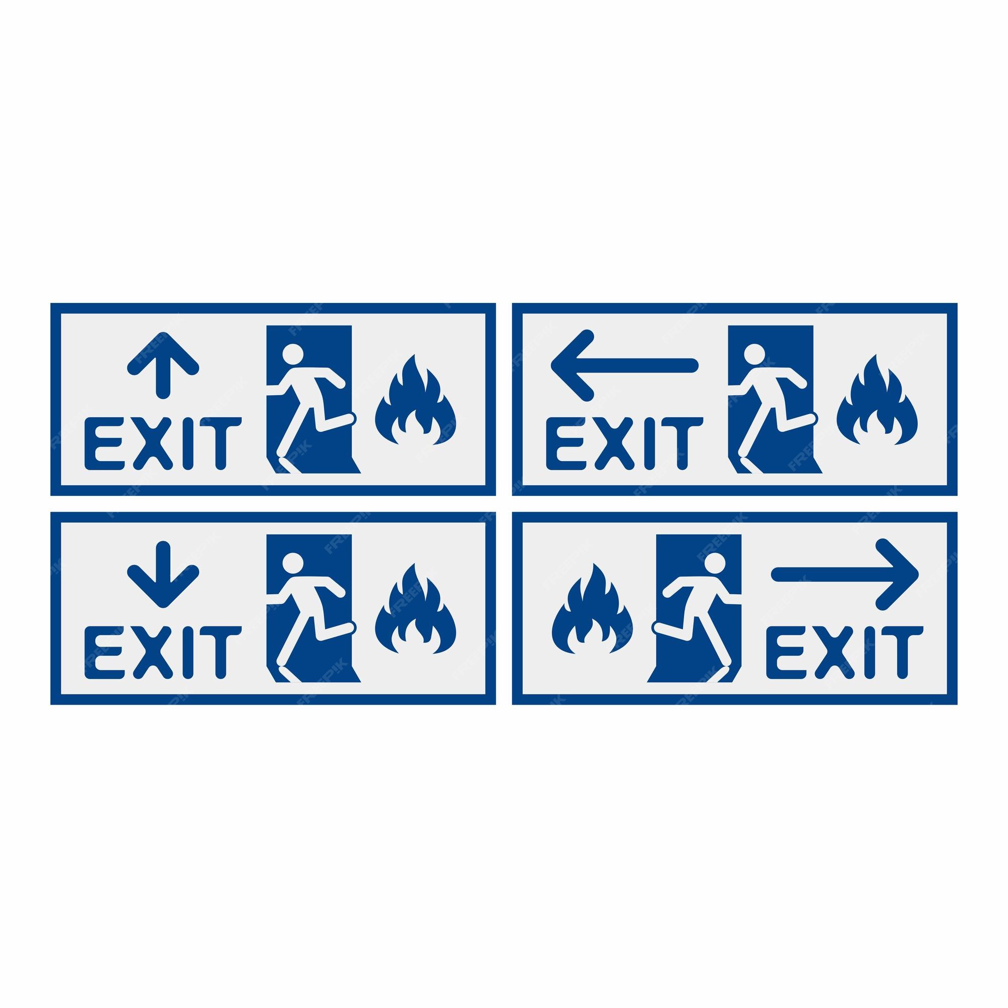 Premium Vector | Emergency exit sign set Premium Vector | Emergency exit sign set