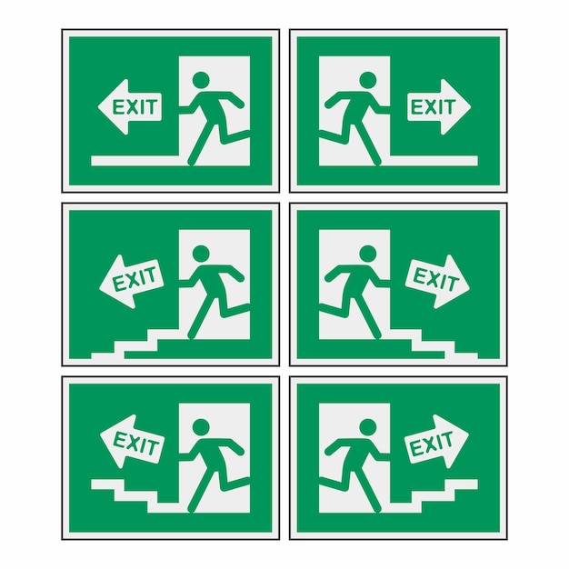 Premium Vector | Emergency exit sign set Premium Vector | Emergency exit sign set