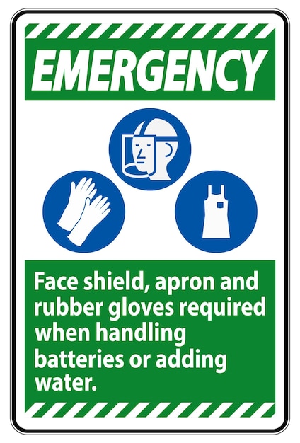 Premium Vector | Emergency Sign Face Shield Apron And Rubber Gloves ... Premium Vector | Emergency Sign Face Shield Apron And Rubber Gloves ...