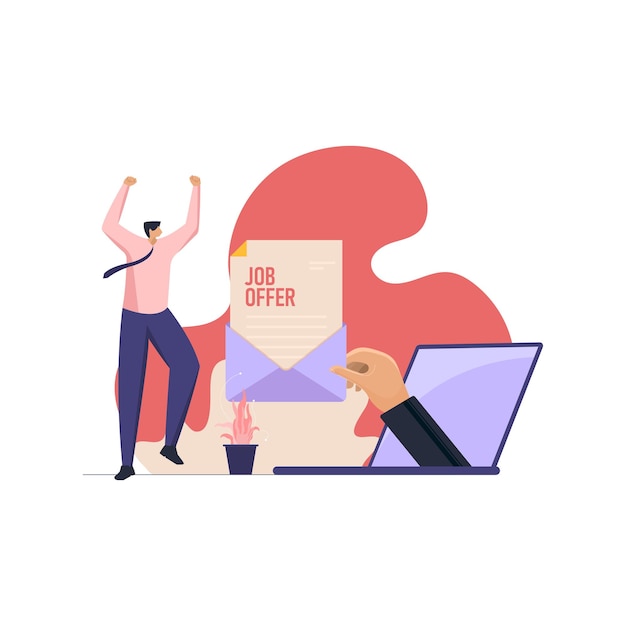 Premium Vector | Employee get new job offer employment recruitment ... Premium Vector | Employee get new job offer employment recruitment ...