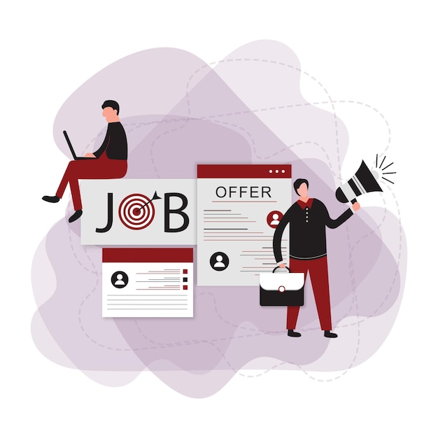 Premium Vector | Employee get new job offer employment and recruitment ... Premium Vector | Employee get new job offer employment and recruitment ...