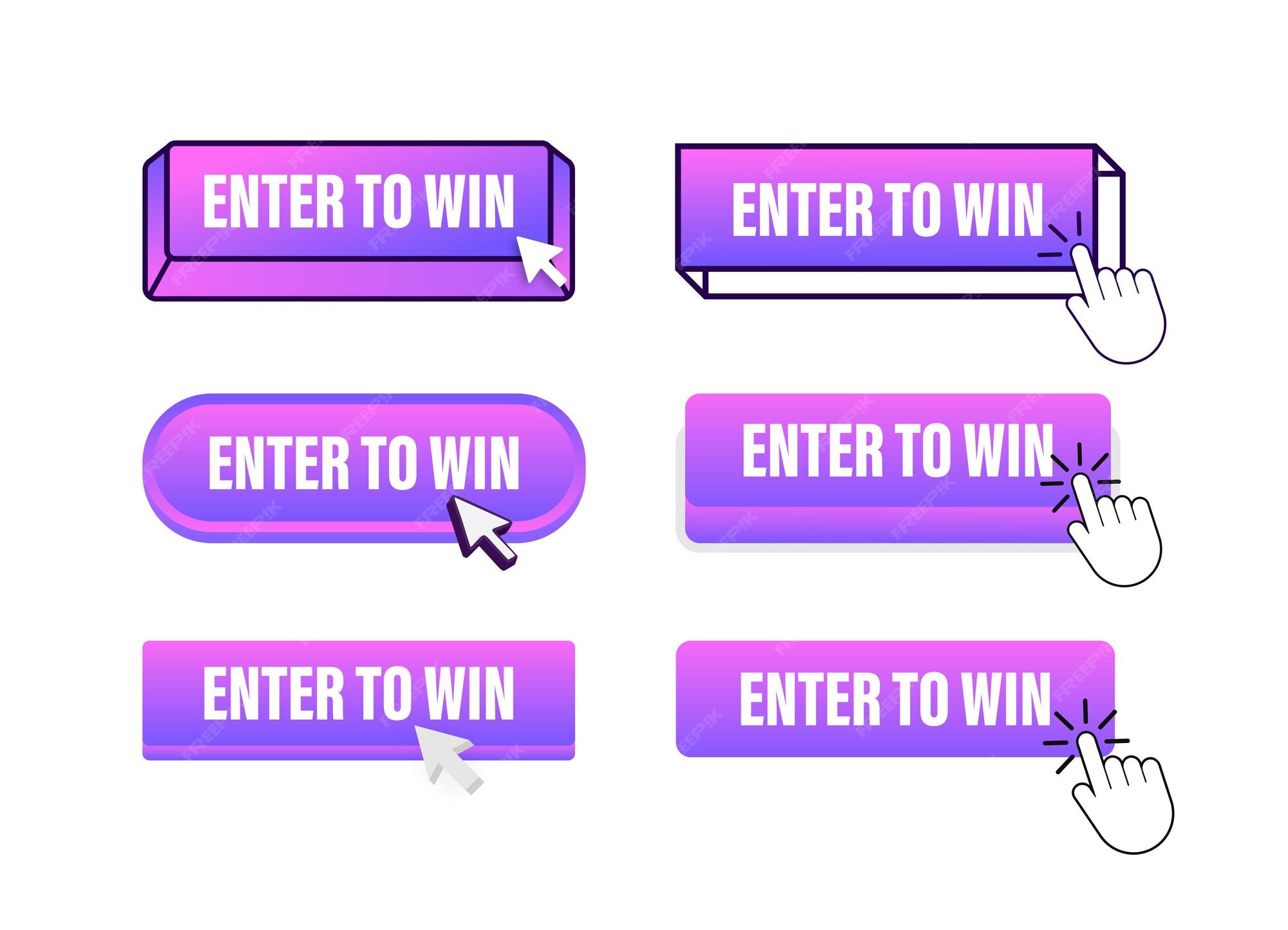 Premium Vector | Enter to win button with pointer clicking enter to win web buttons set user ...