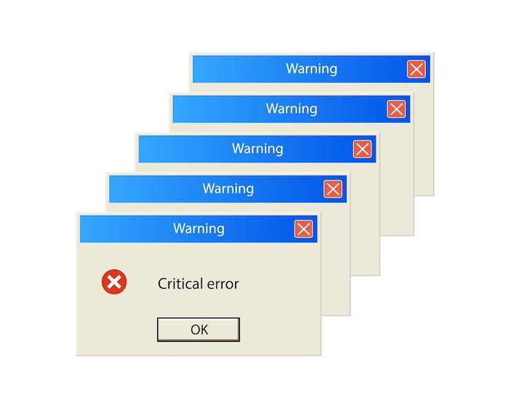 Premium Vector | Error message warning critical error message dialog box of system failure ...