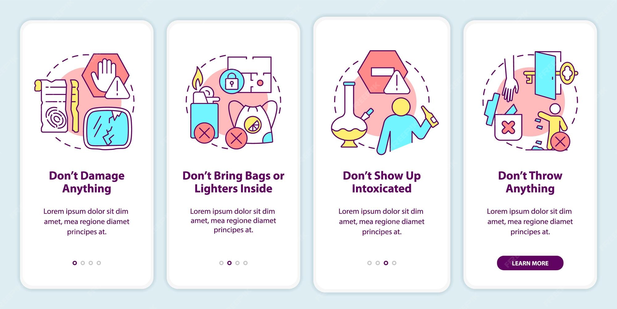 Premium Vector Escape Room Rules Onboarding Mobile App Screen Avoid