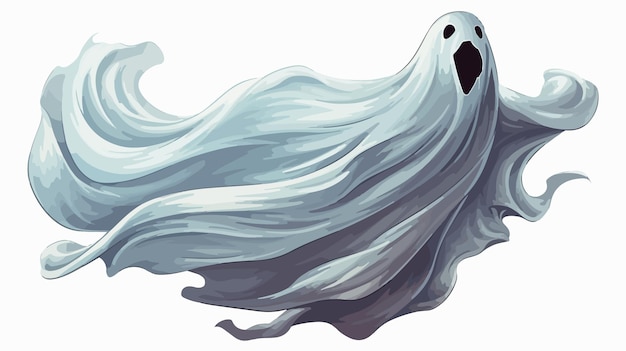 Ethereal Cartoon Ghost Floating In White Robe Haunting And Scaring Viewers Premium Ai