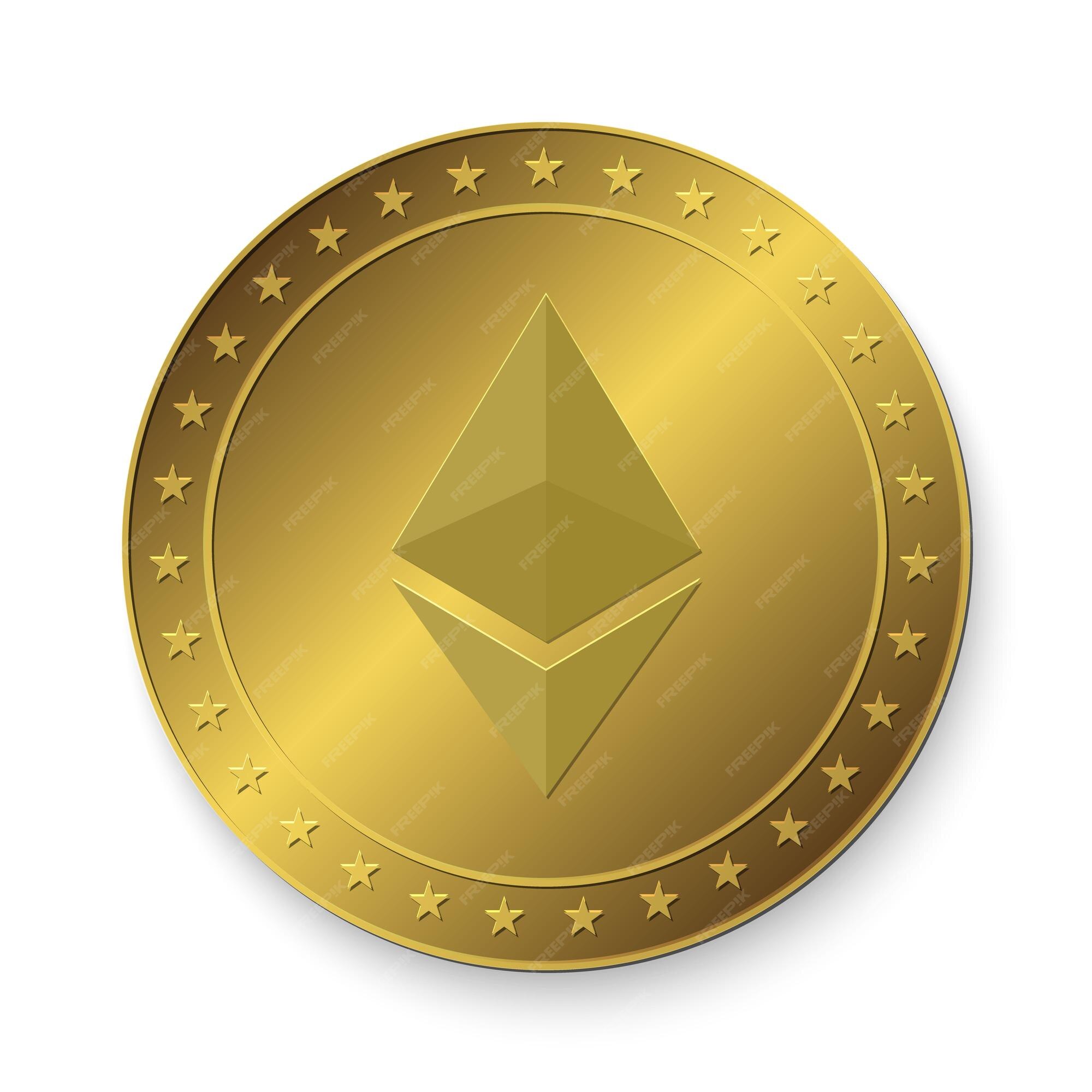 Premium Vector | Ethereum golden coin Premium Vector | Ethereum golden coin
