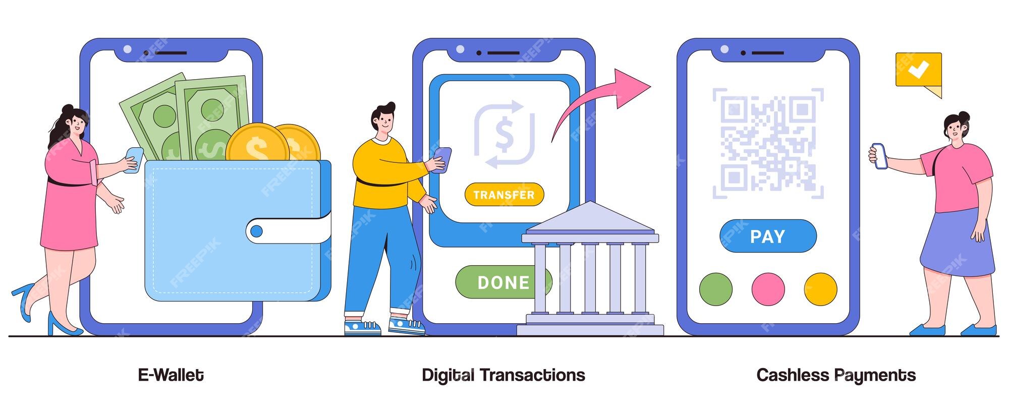 Premium Vector | Ewallet digital transactions cashless payments concept ... Premium Vector | Ewallet digital transactions cashless payments concept ...